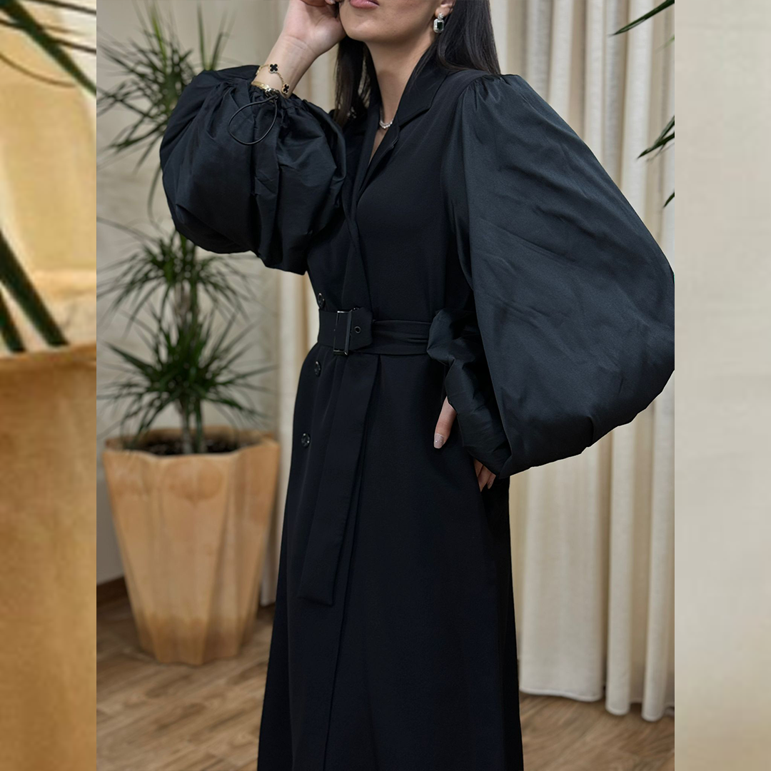 Buff Sleeve Long Belted Jacket – CODE8
